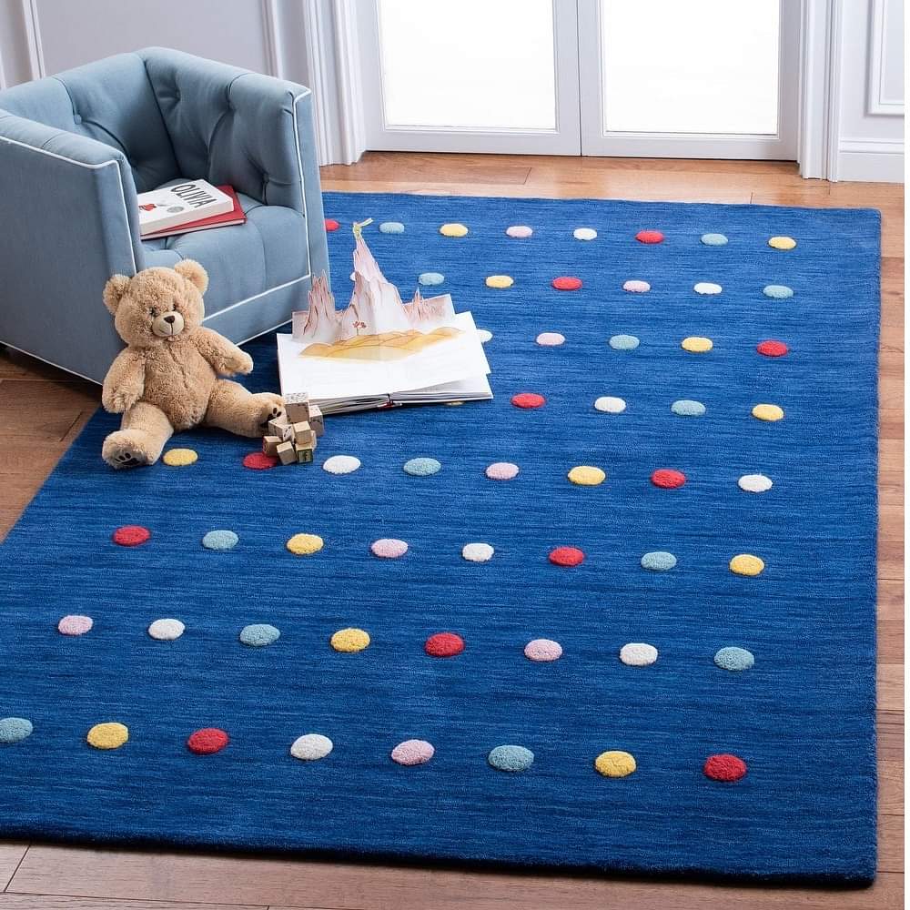 Kids Ayleen Polka Dot Blue Area Rug